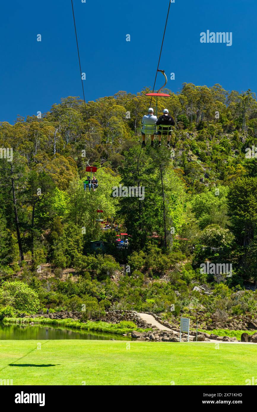 First Basin and the chairlift in Cataract Gorge in Launceston, Tasmania ...