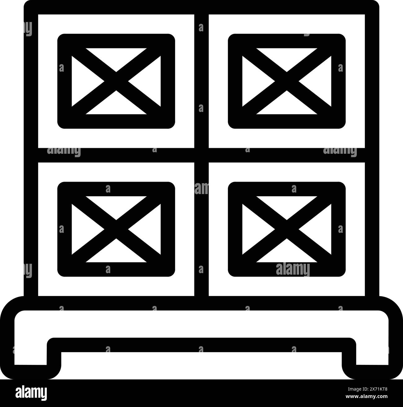 Contemporary black and white vector illustration of a modern bookshelf ...