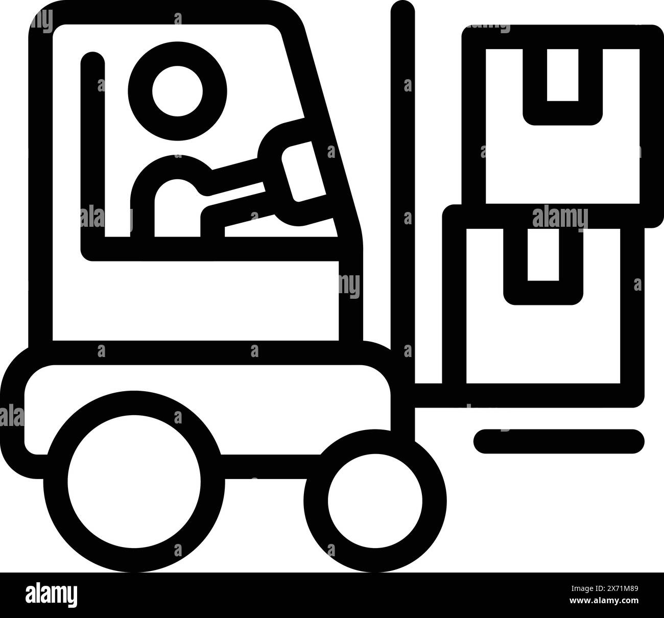 Simple black and white forklift line icon illustration in vector art ...