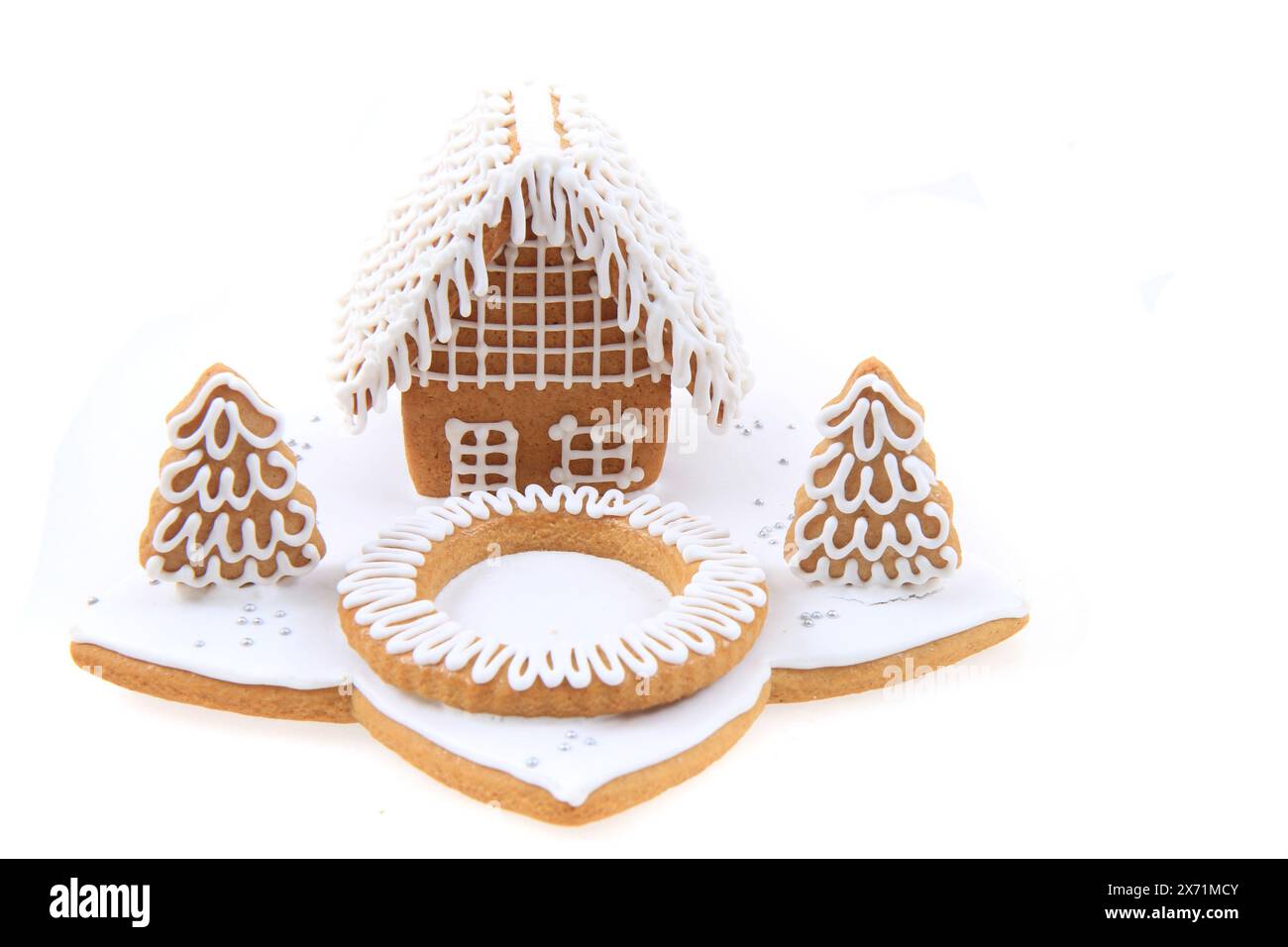 christmas gingerbread house isolated on the white background Stock ...