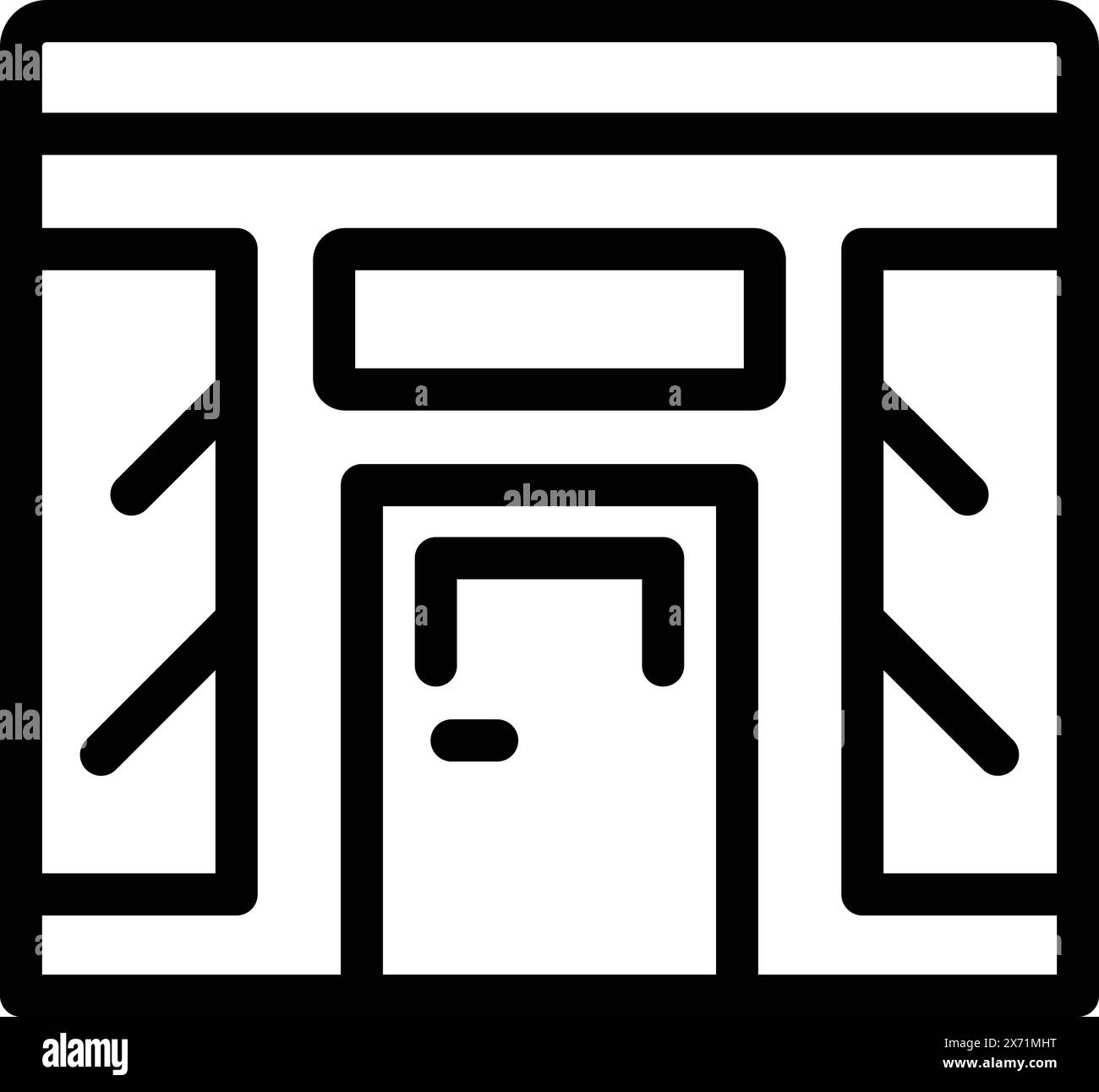 Minimalist black and white vector illustration of a simple storefront ...