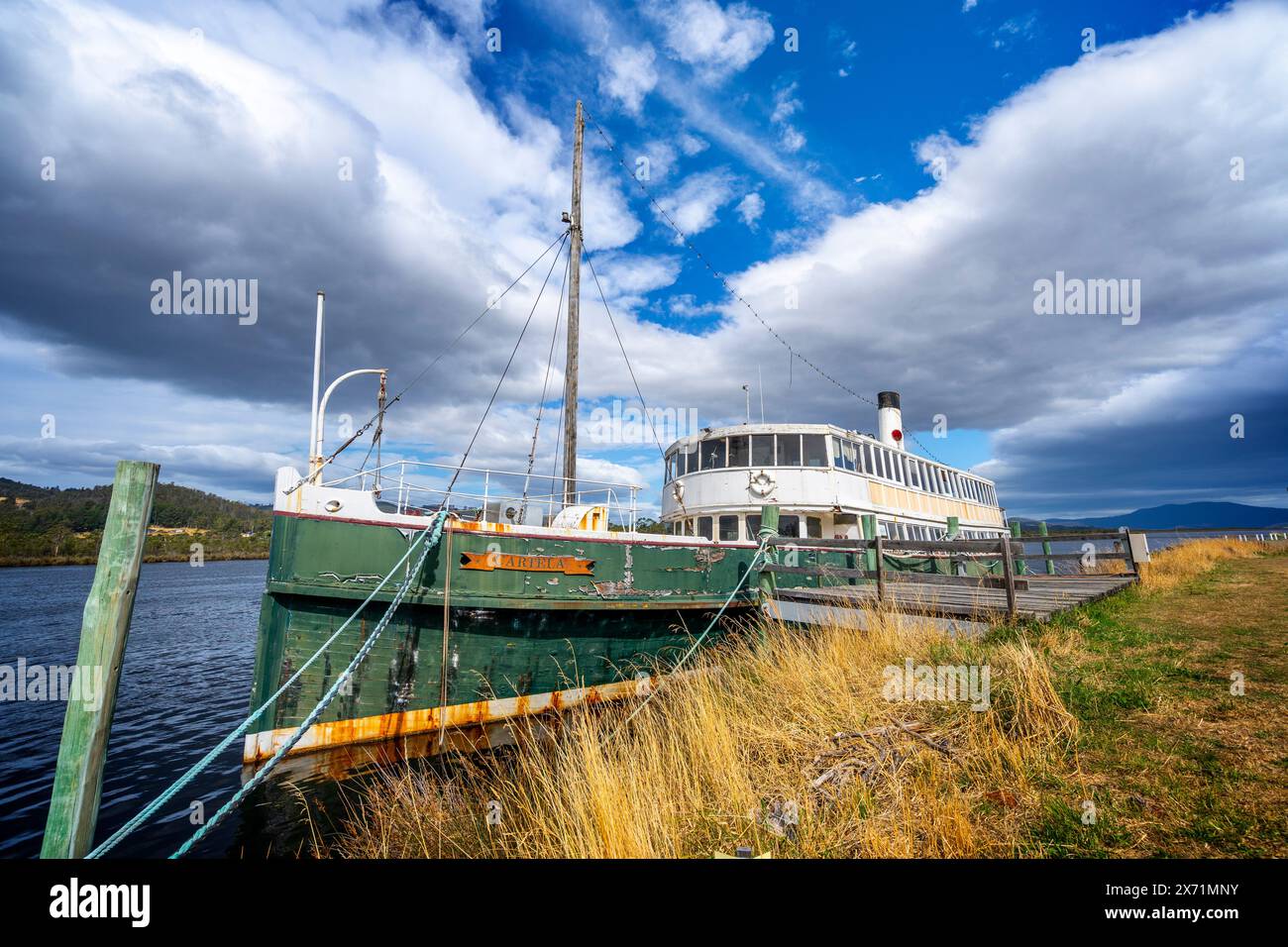 The now derelict timber built steam ferry Cartela, berthed at Franklin ...