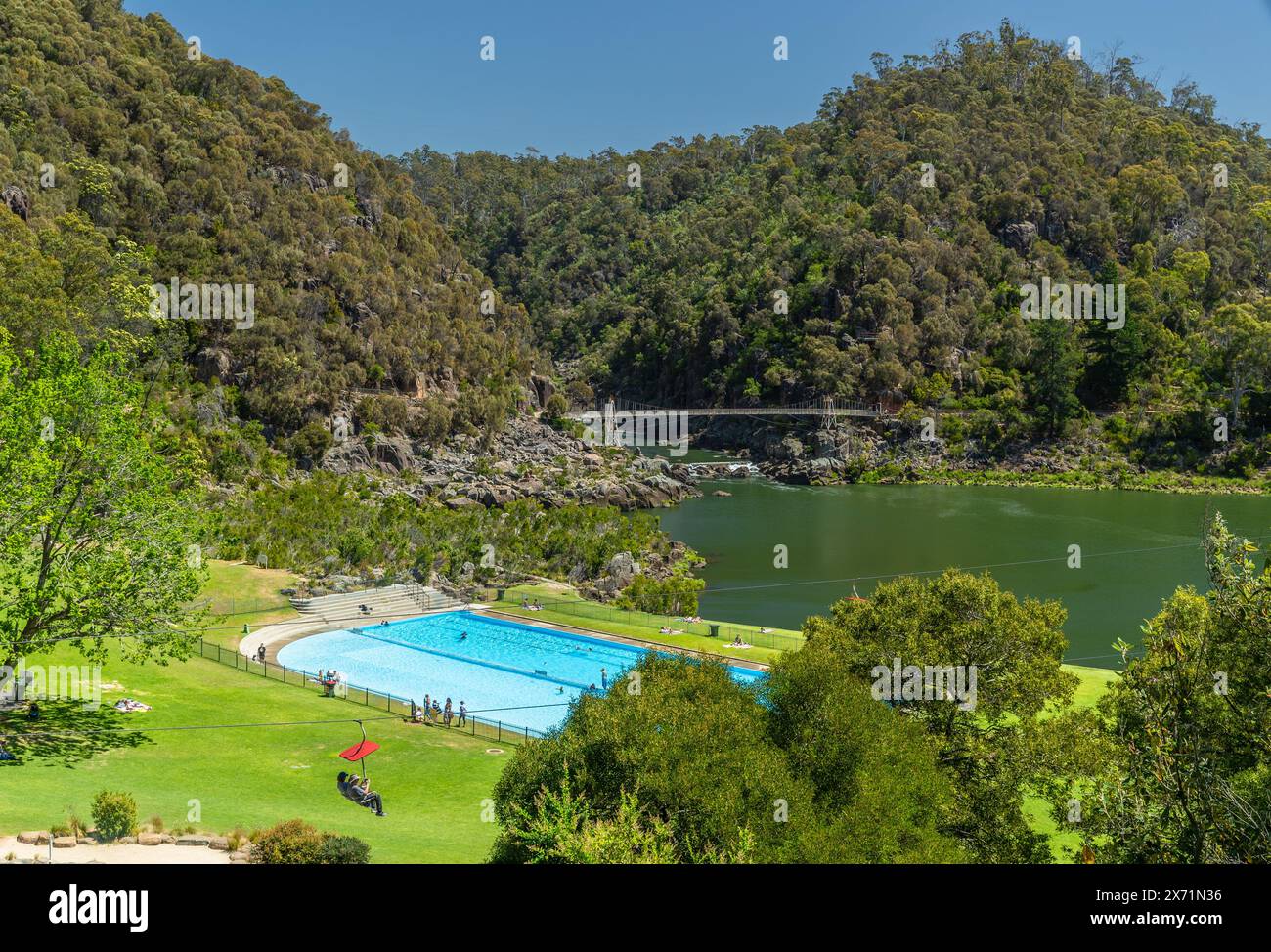 Cataract Gorge in Launceston, Tasmania, Australia. The popular parkland ...