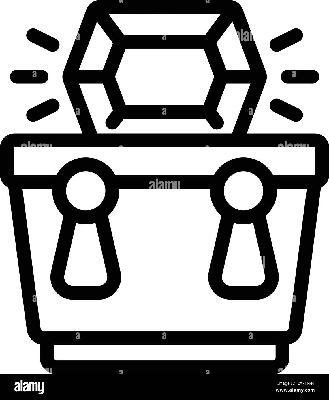 Black and white line drawing of an open jewelry box with a radiant ...