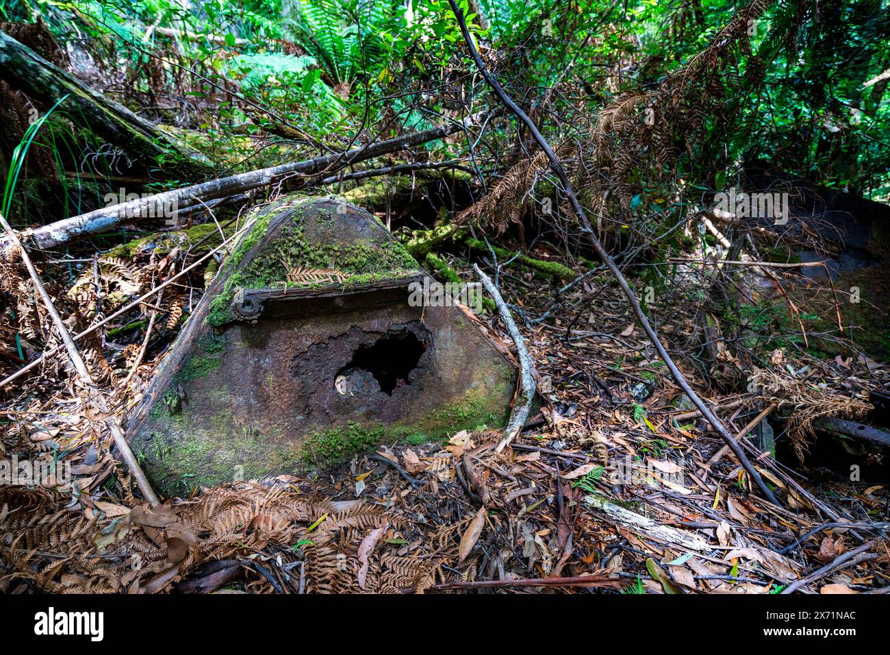 Abandoned rusted mining equipment on Mystery Creek walking track ...