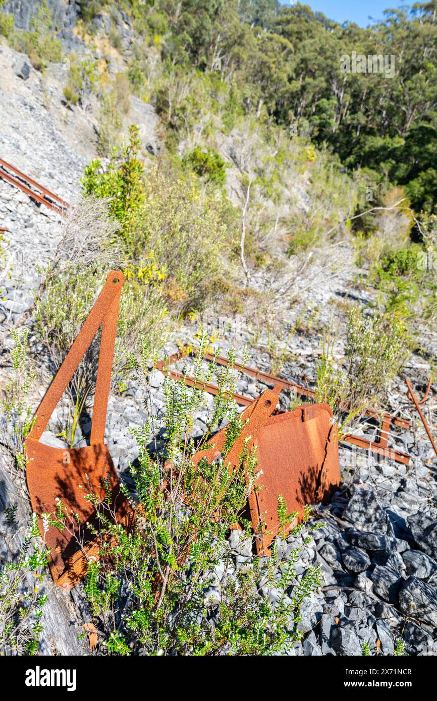Abandoned rusted mining equipment on Mystery Creek walking track ...