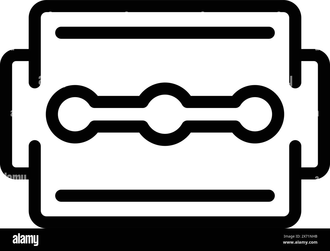 Vector illustration of a line art icon depicting a simple razor blade ...