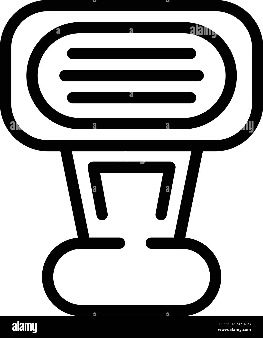 Vector illustration of a simplified line art drawing of a push pin in a ...