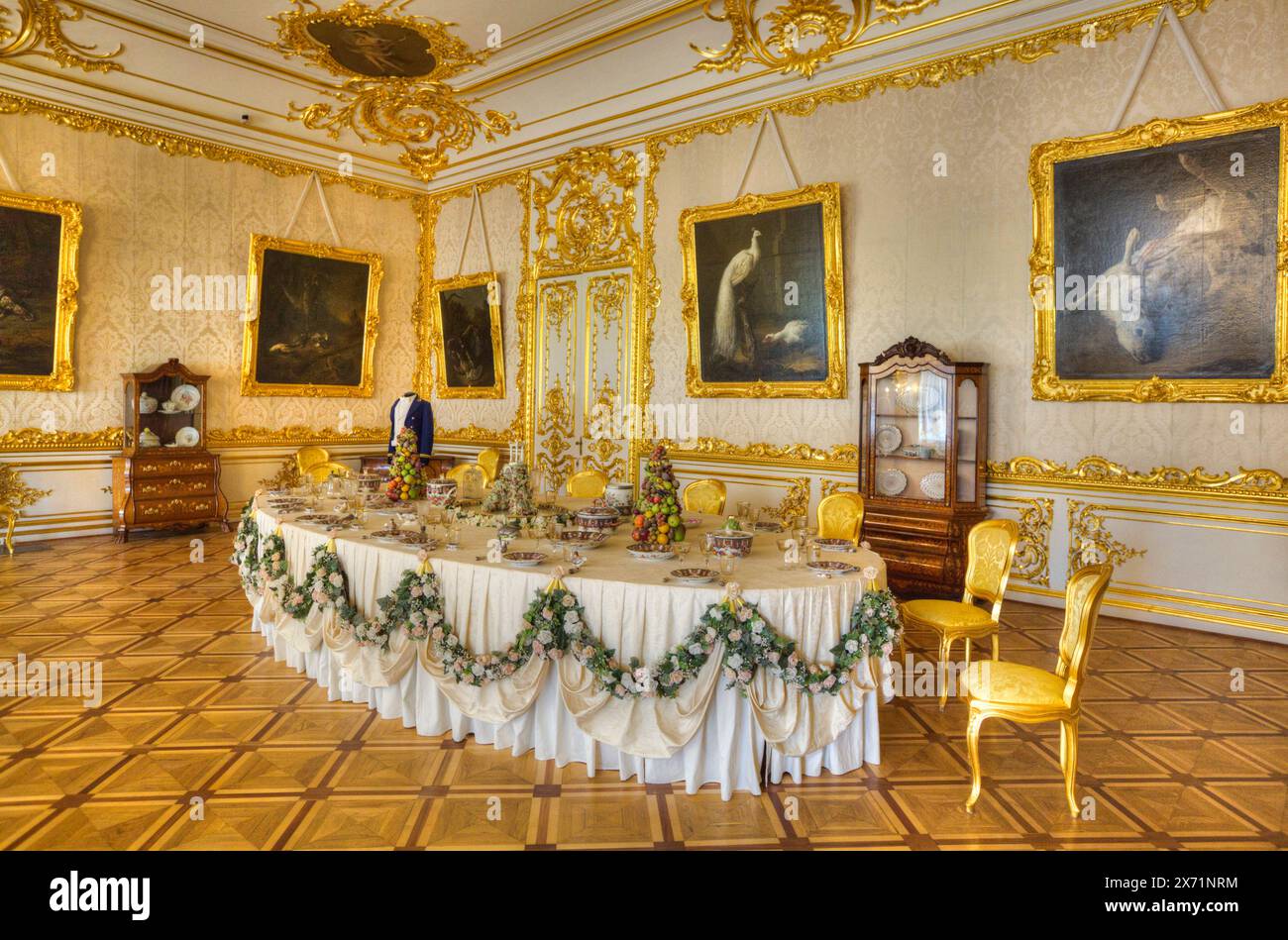 The White Main Dining Room, Catherine's Palace, Tsarskoye Selo, Pushkin ...