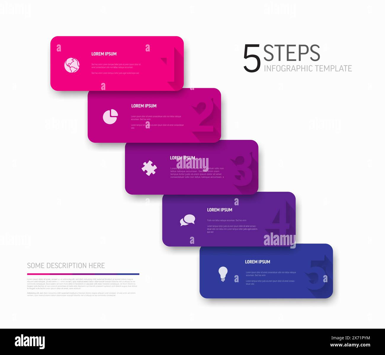 Vector light Infographic template with rounded colorful cards in one ...