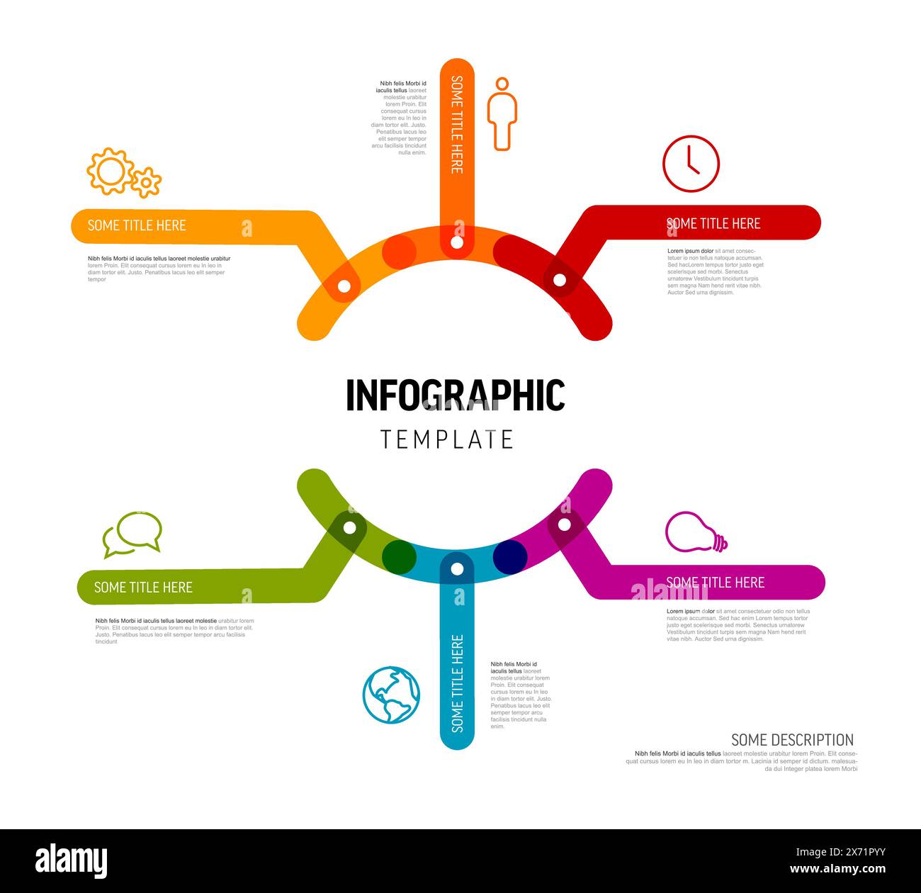 Vector Infographic diagram template made from lines and icons - big ...