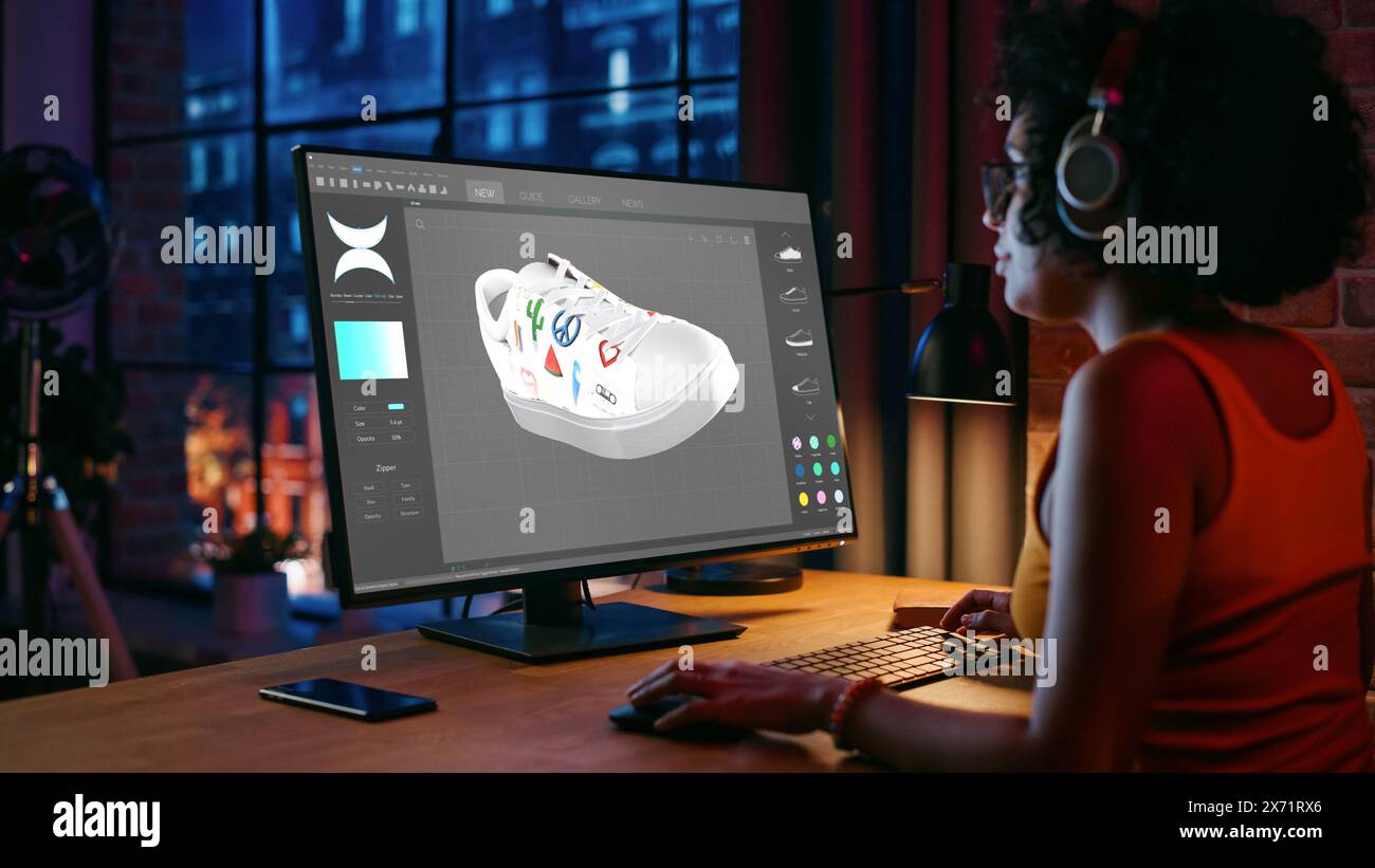 Woman creating 3d model sneaker hi-res stock photography and images - Alamy