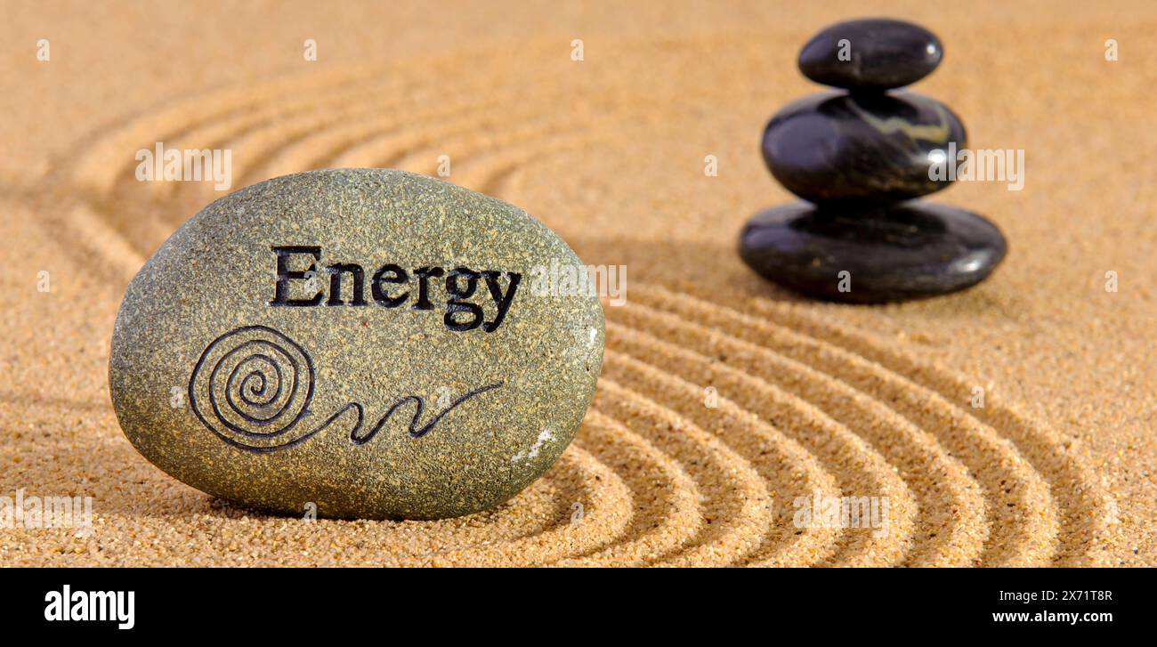 Zen Garten der Ruhe und Entspannung Steine in strukturiertem Sand als ...