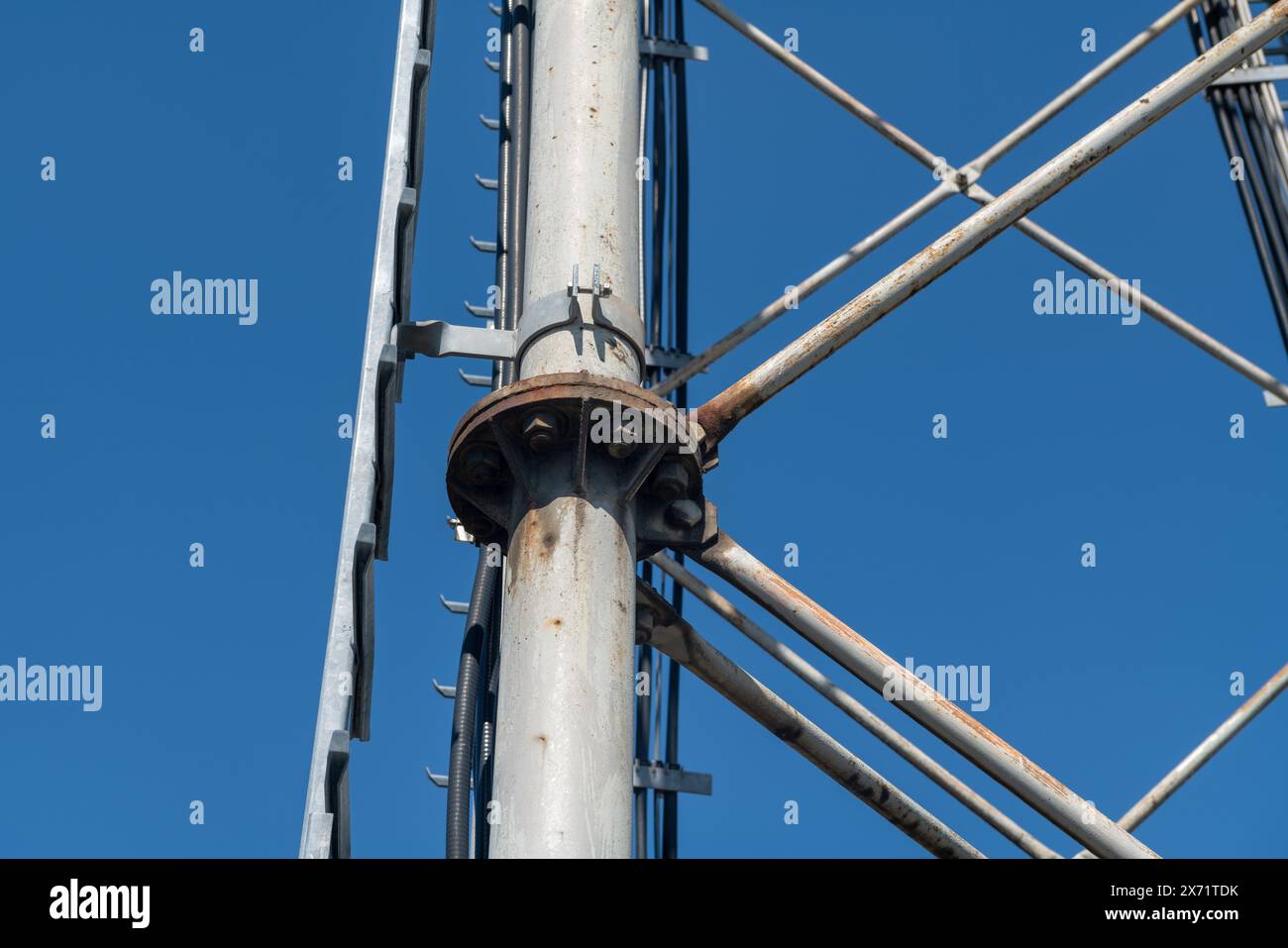 Steel pylon details, reticular structure of a repeater antenna for radio, telephone and ...