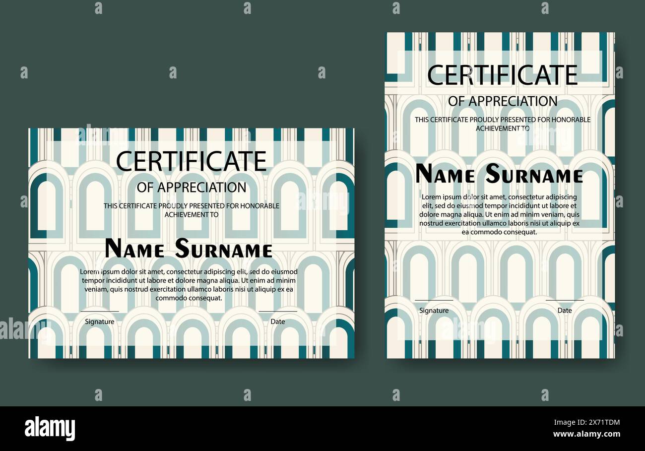 Certificate of appreciation templates, bright green color. Modern ...