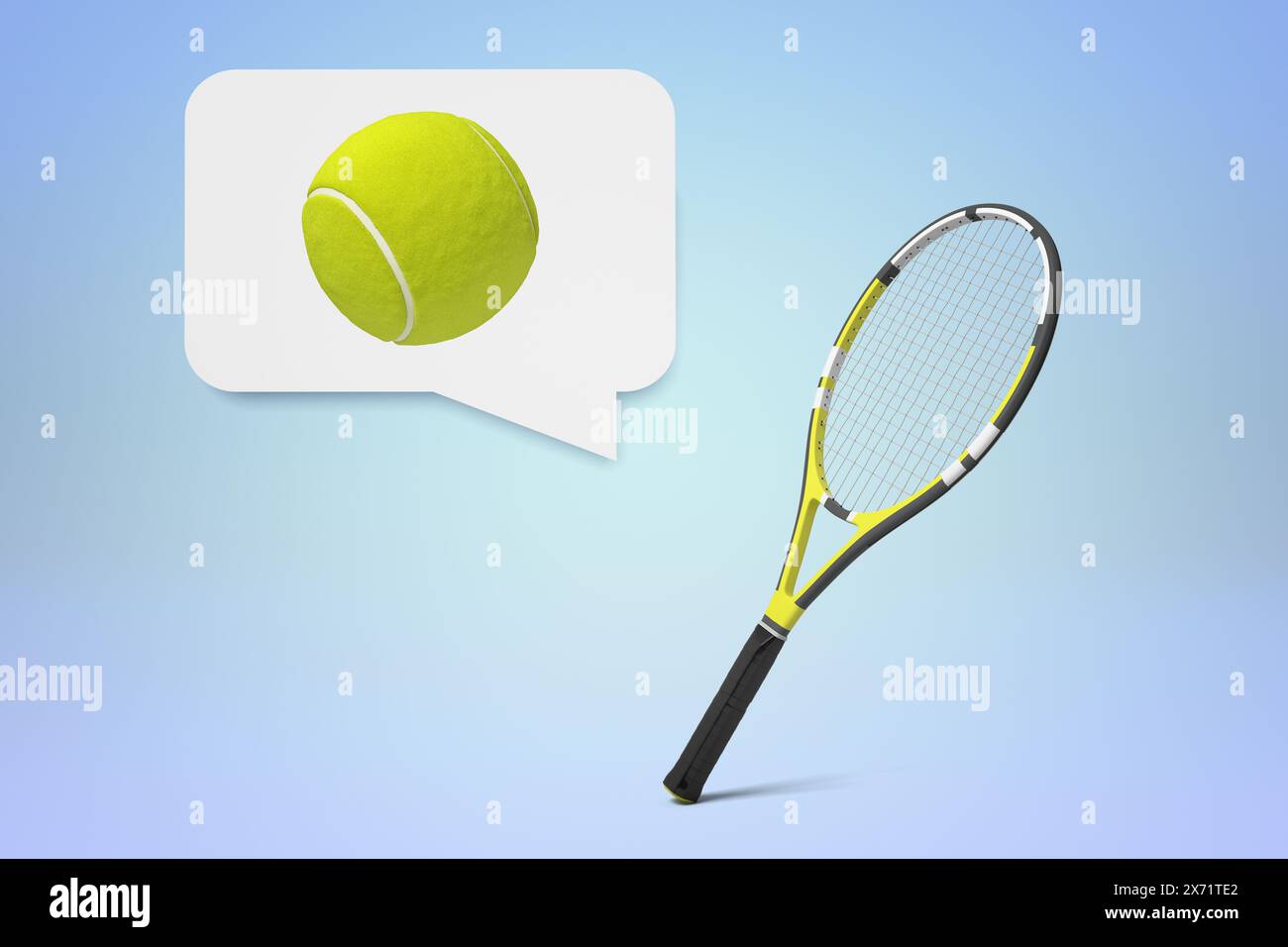 Tennis conversation concept with ball and racket Stock Photo - Alamy