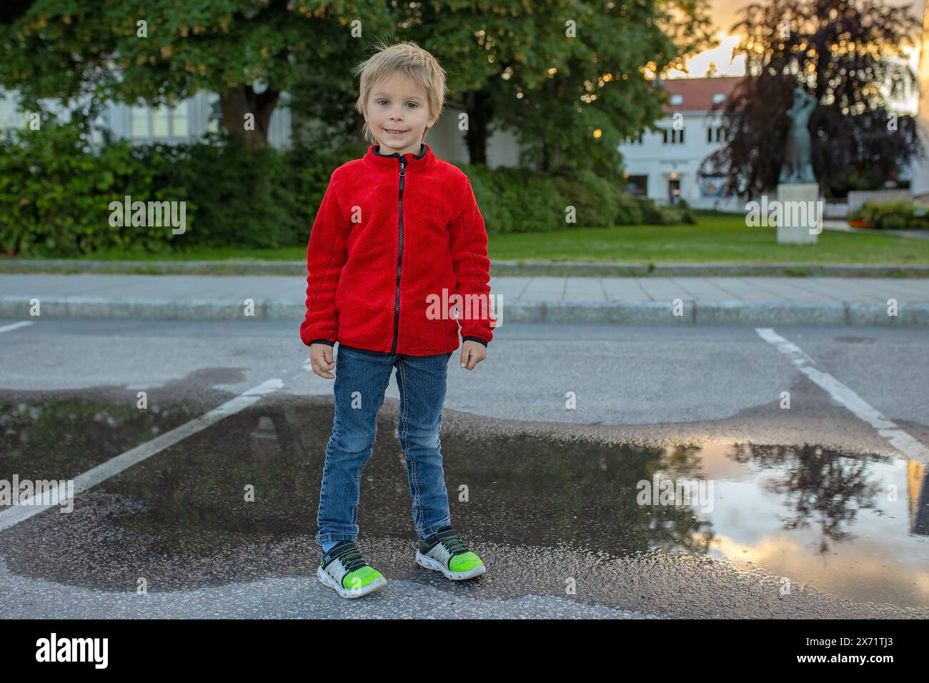 Family visiting town Mandal in Norway, enjoying amazing views, kids ...