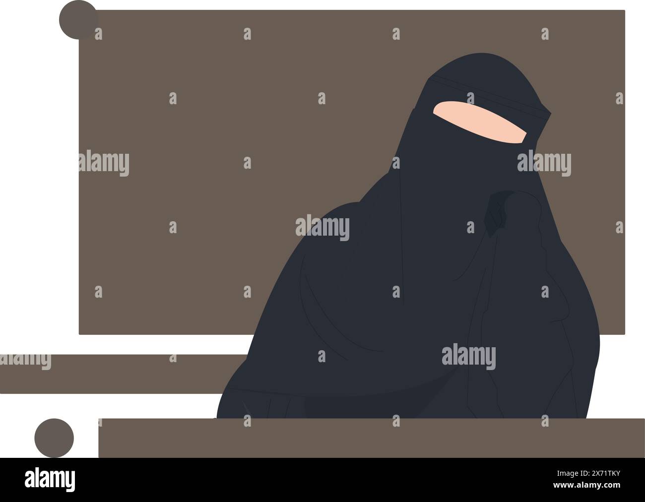 A illustration of a Muslim woman wearing a black niqab and hijab ...