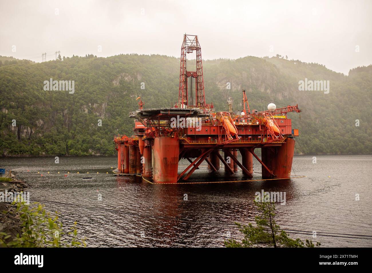 Oil platform on sea is offshore structure with facilities to drill ...