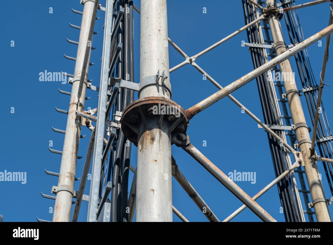 Steel pylon details, reticular structure of a repeater antenna for radio, telephone and ...
