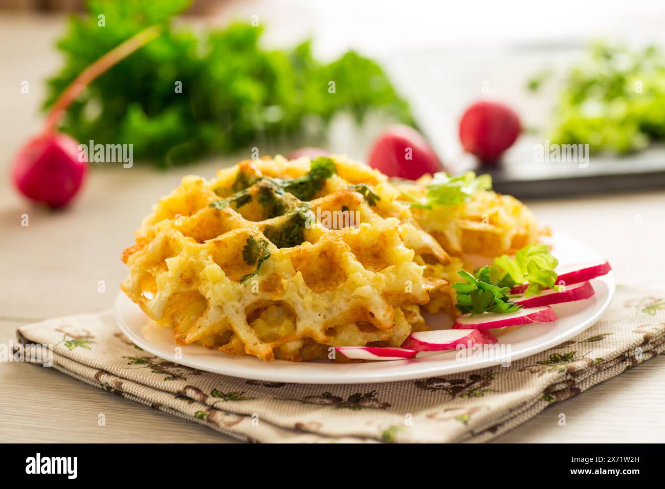 fried crispy vegetable potato waffles Stock Photo - Alamy