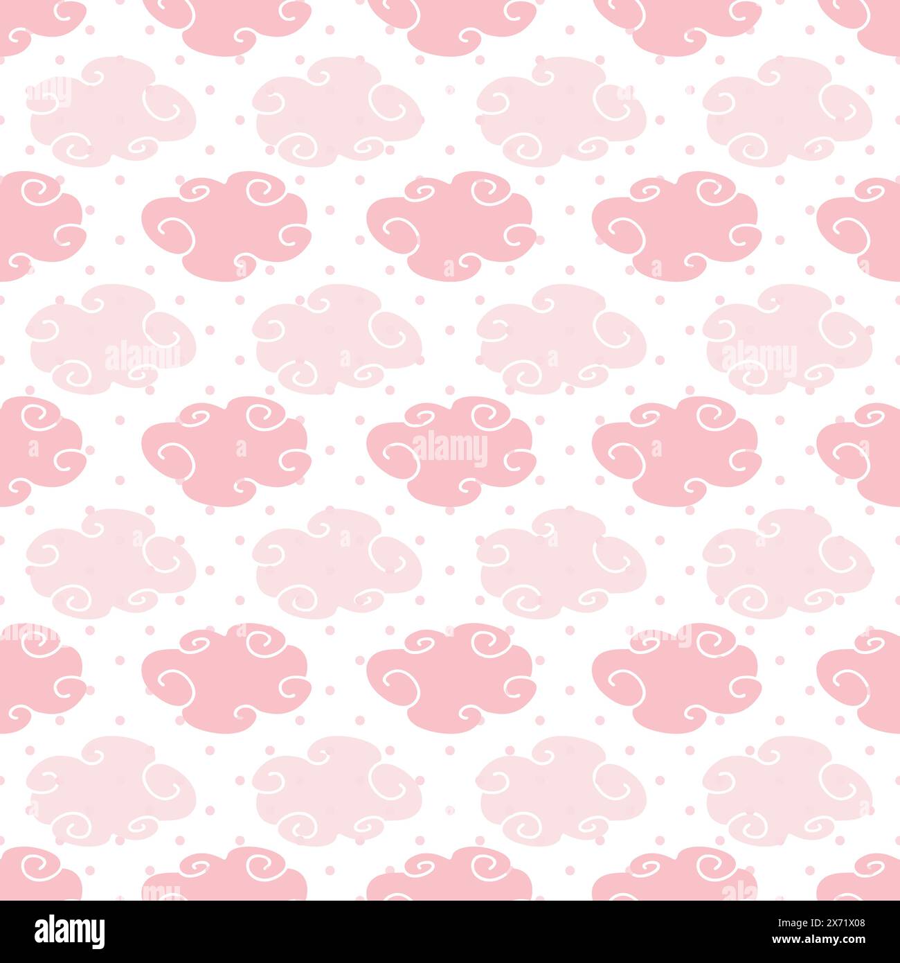 Repeat pattern design with pink clouds on white background illustration ...