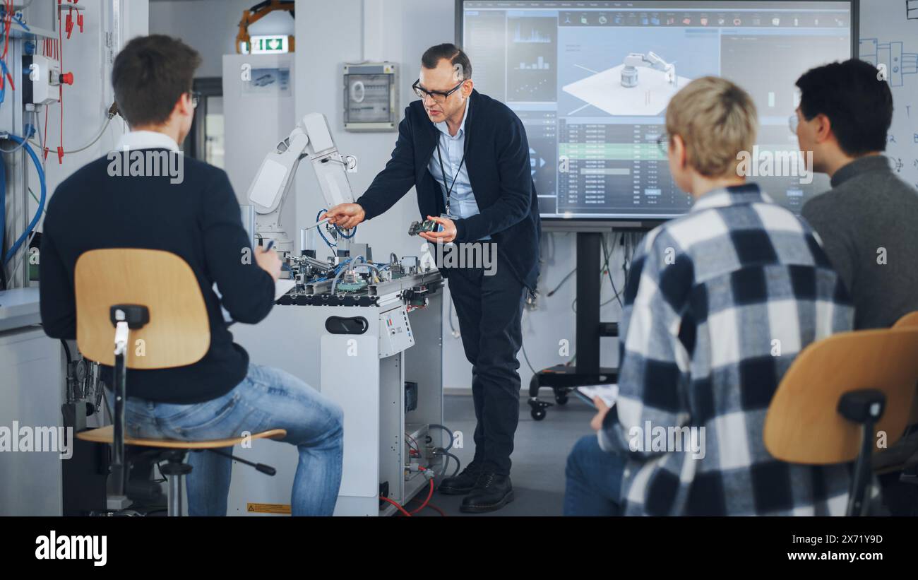 University Robotics Class. White Male Teacher Explaining Engineering to ... University Robotics Class. White Male Teacher Explaining Engineering to ...
