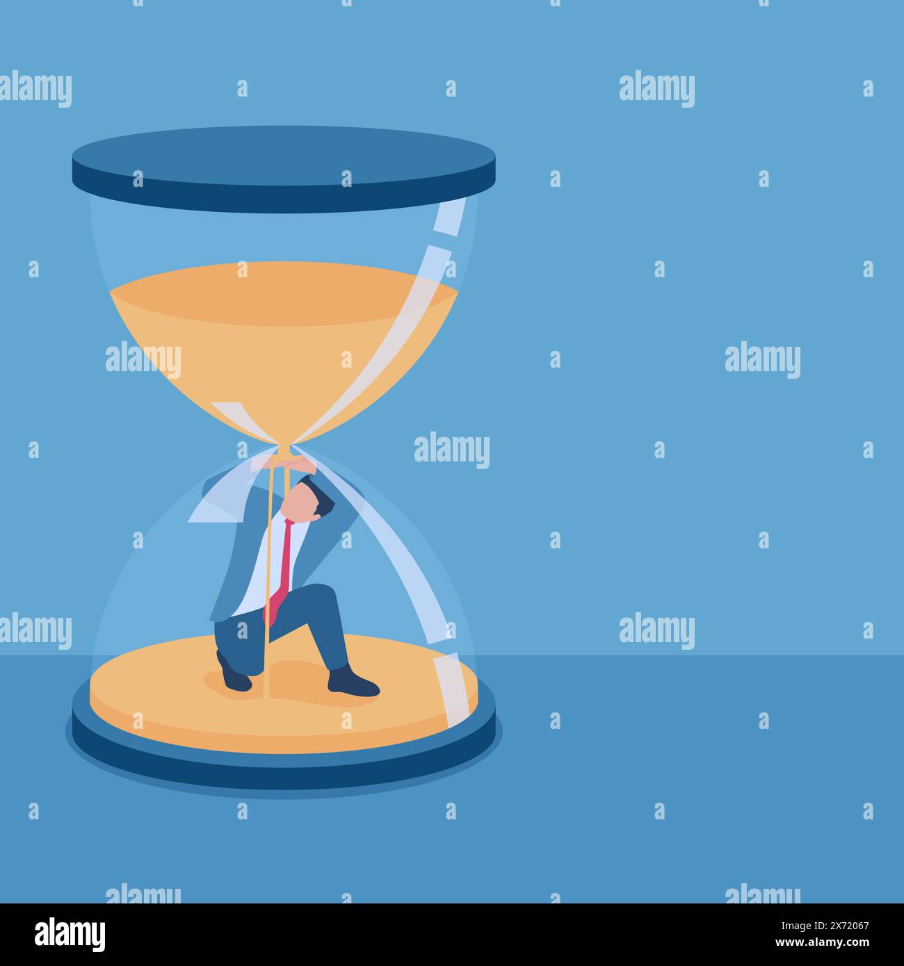 Man trapped inside an hourglass, a metaphor for time pressure. Simple ...
