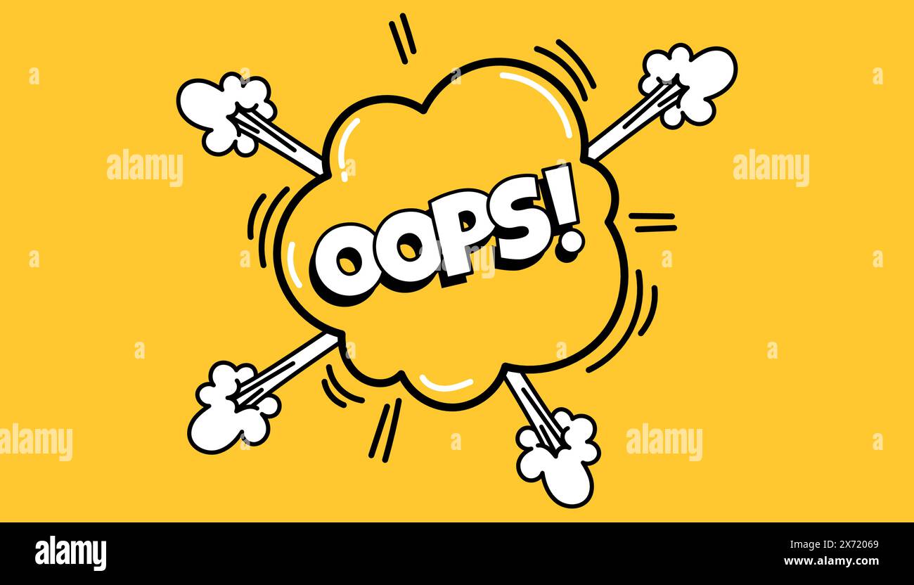 Pow comic bubble. Sound dialogue speech bubbles with word - Oops. Pop art expression in bright ...