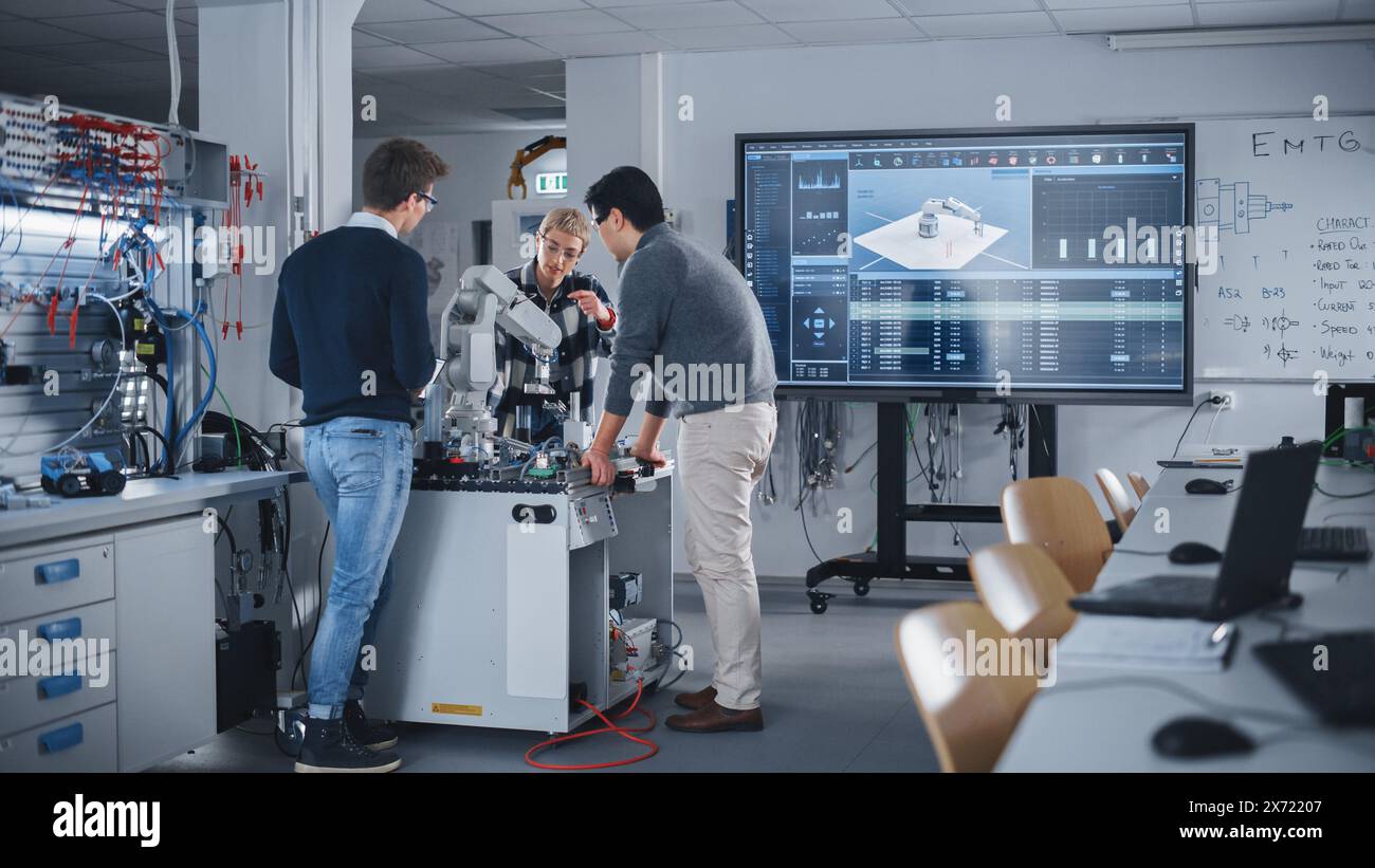 Diverse Team of Industrial Robotics Engineering Students Standing ...