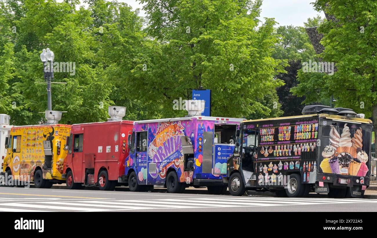 Washington DC, USA - 30 April 2024: Row of fast food and ice cream ...
