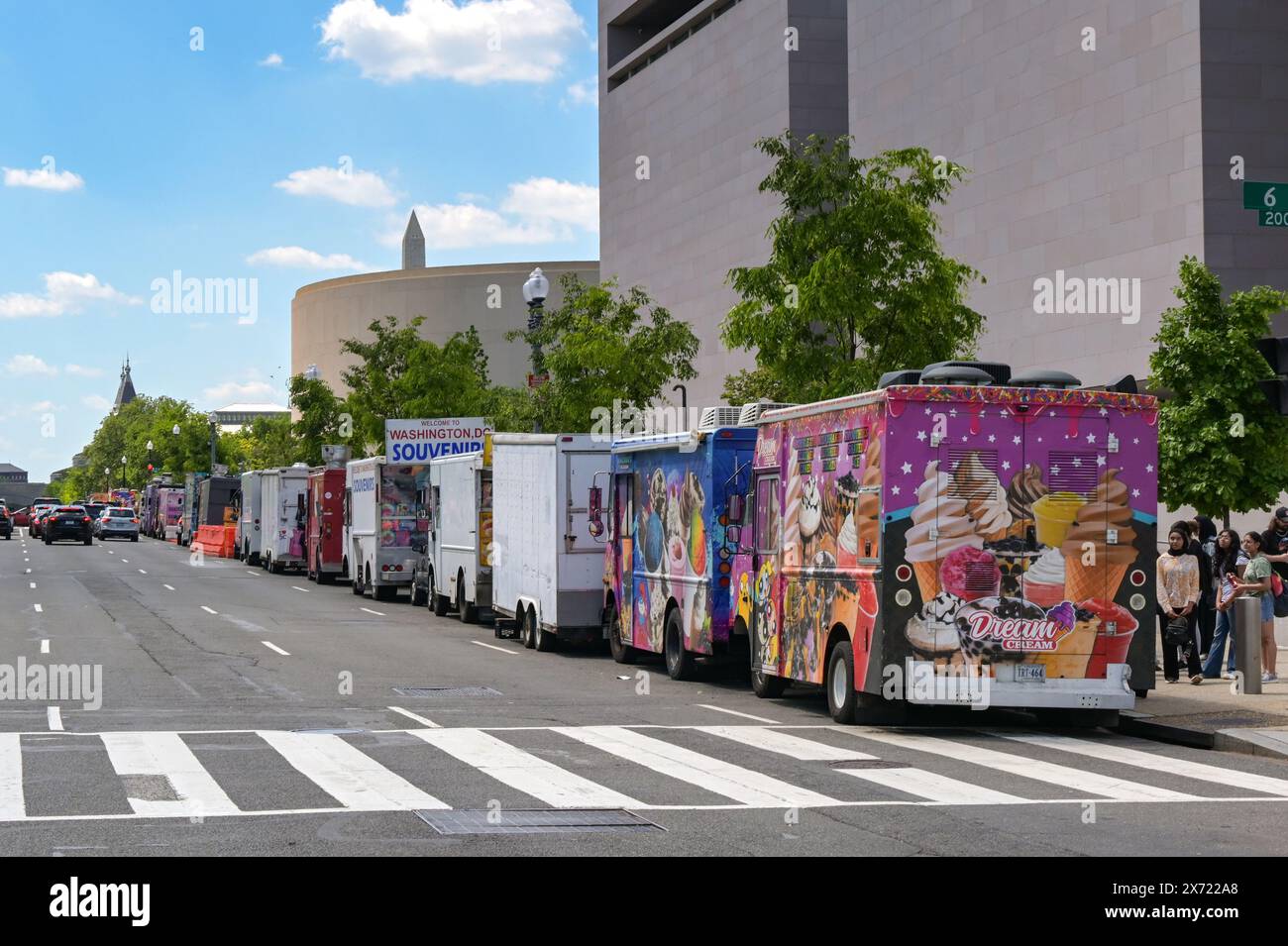 Washington DC, USA - 2 May 2024: Row of fast food, ice cream and ...