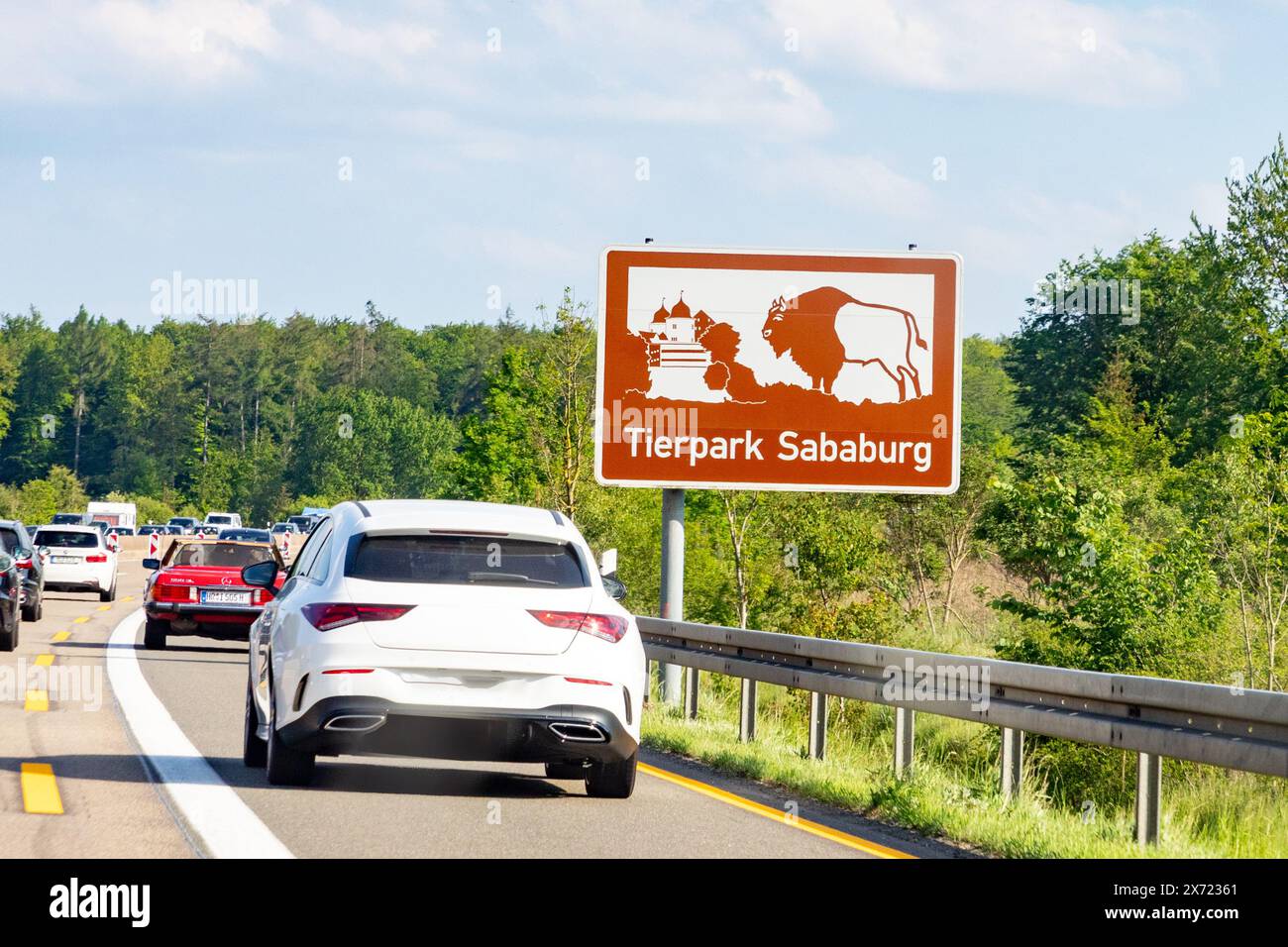 Sababurg, Germany - May 11, 2024: driving along the street with sign ...