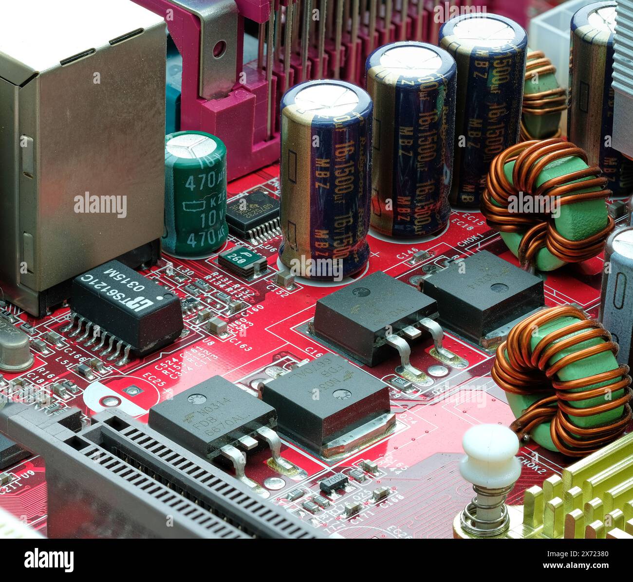 Old electronic circuit board with components Stock Photo - Alamy