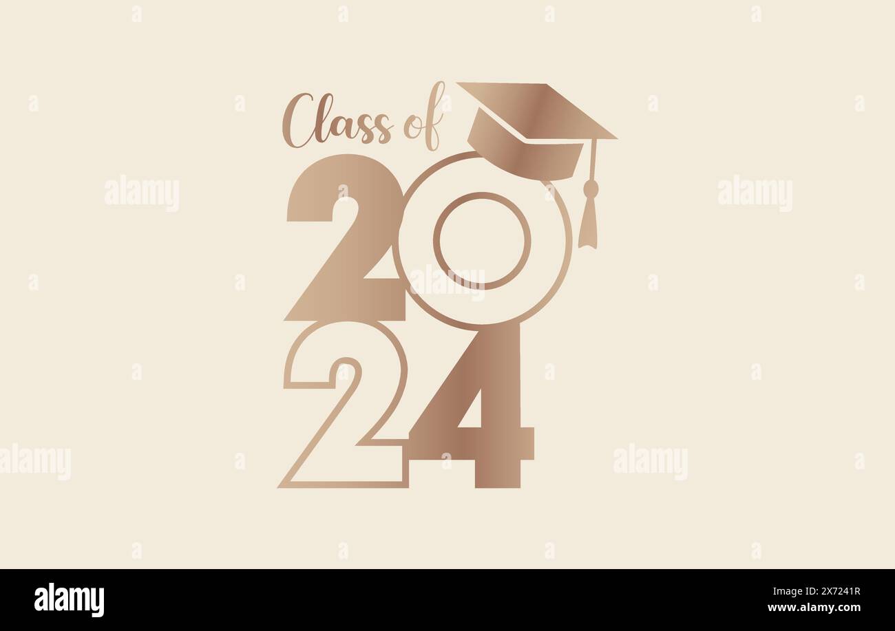 Class Of 2024 Word Lettering Script Banner Congrats Graduation