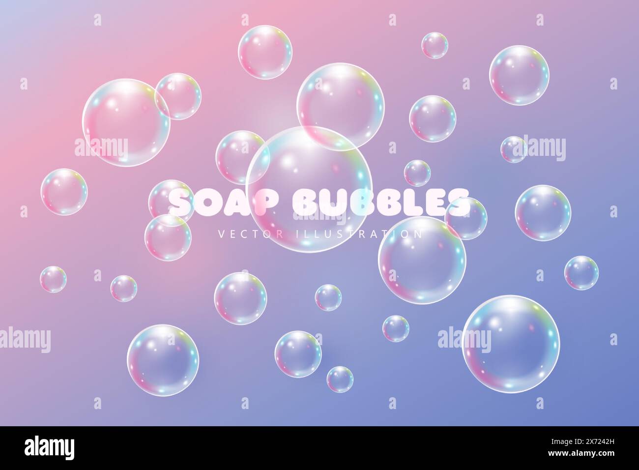 Realistic soap bubbles with rainbow reflection. 3D Vector illustration ...