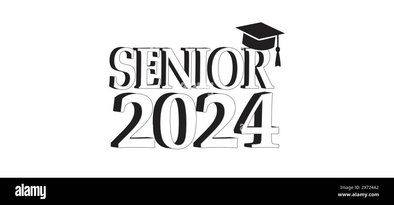 Class of 2024, word lettering script banner Congrats Graduation ...