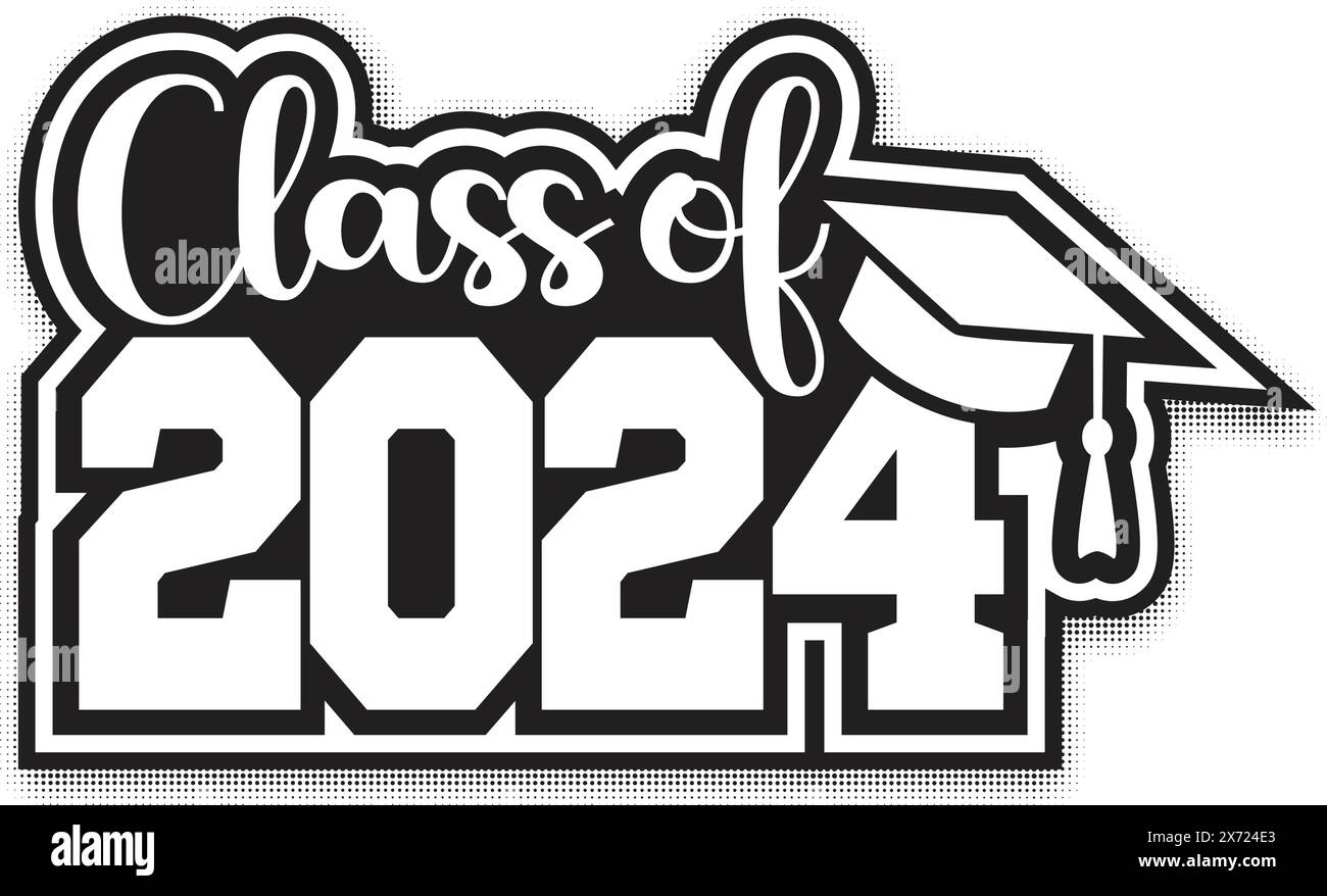 Class of 2024, word lettering script banner Congrats Graduation ...