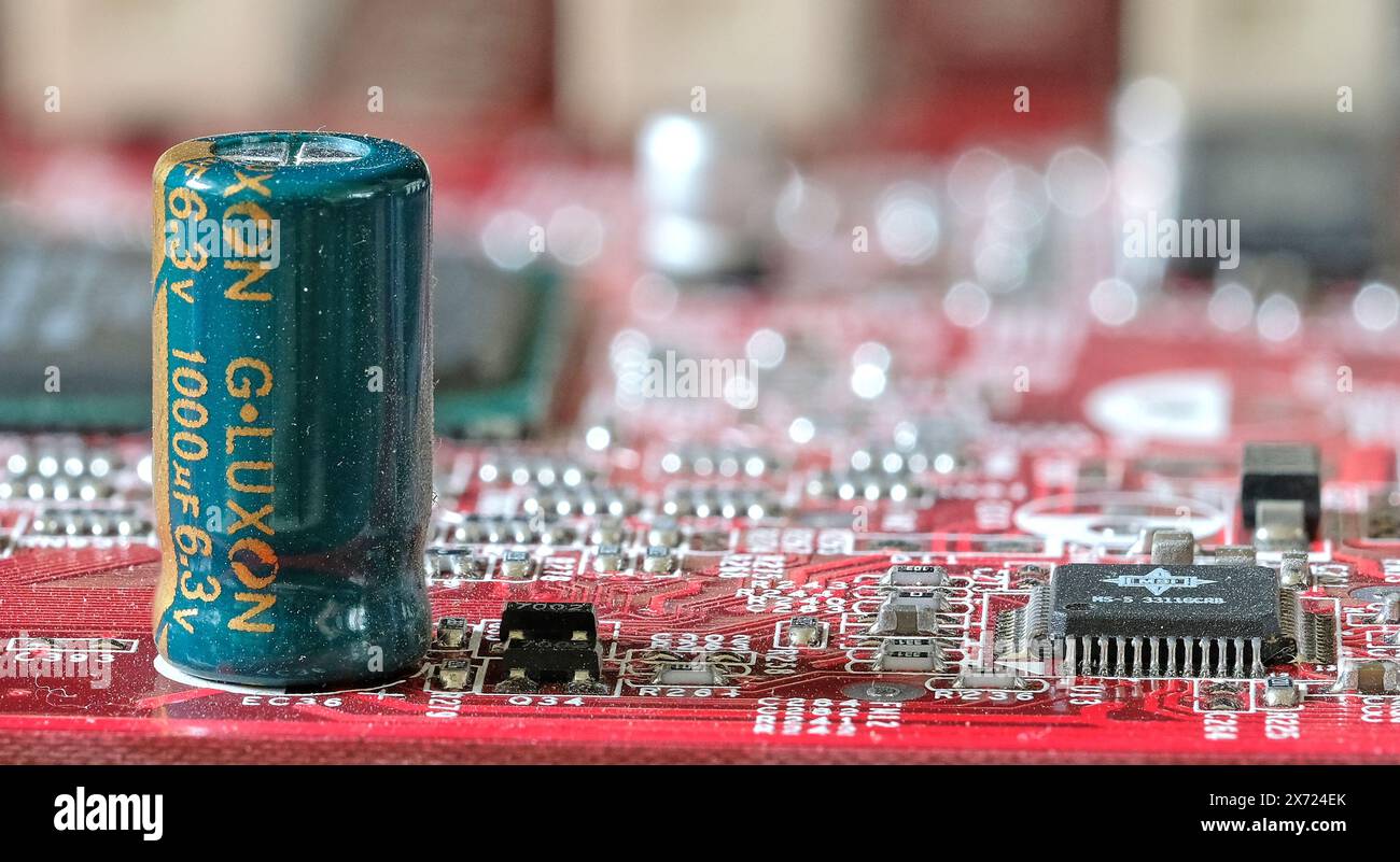 Old electronic circuit board with components Stock Photo - Alamy