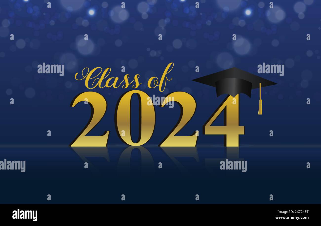 Class of 2024, word lettering script banner Congrats Graduation ...