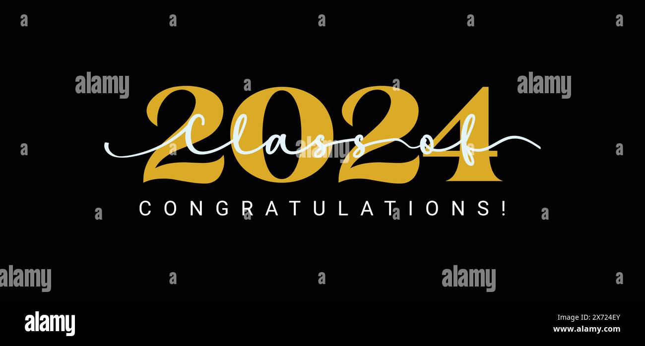 Class of 2024, word lettering script banner Congrats Graduation ...