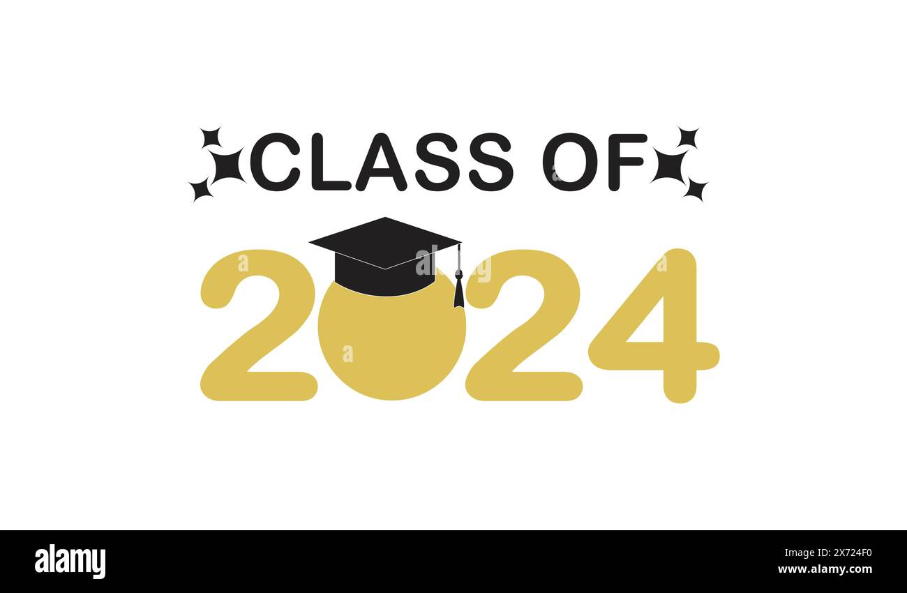 Class Of 2024 Word Lettering Script Banner Congrats Graduation