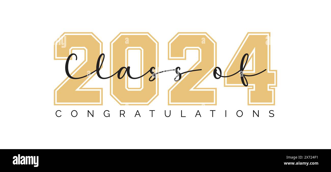 Class of 2024, word lettering script banner Congrats Graduation ...