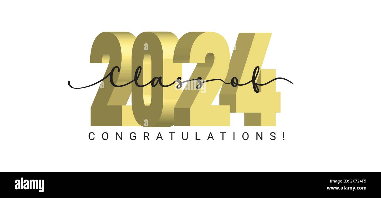 Class of 2024, word lettering script banner Congrats Graduation ...