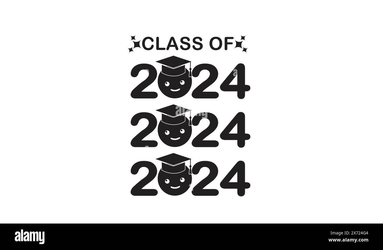 Class of 2024, word lettering script banner Congrats Graduation ...