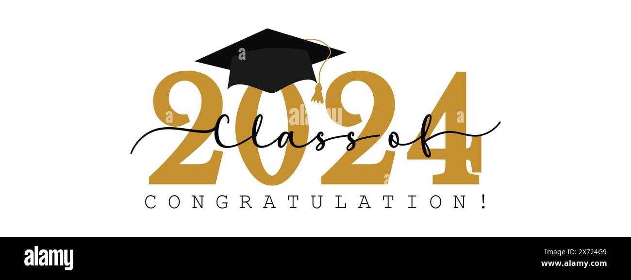 Class of 2024, word lettering script banner Congrats Graduation ...