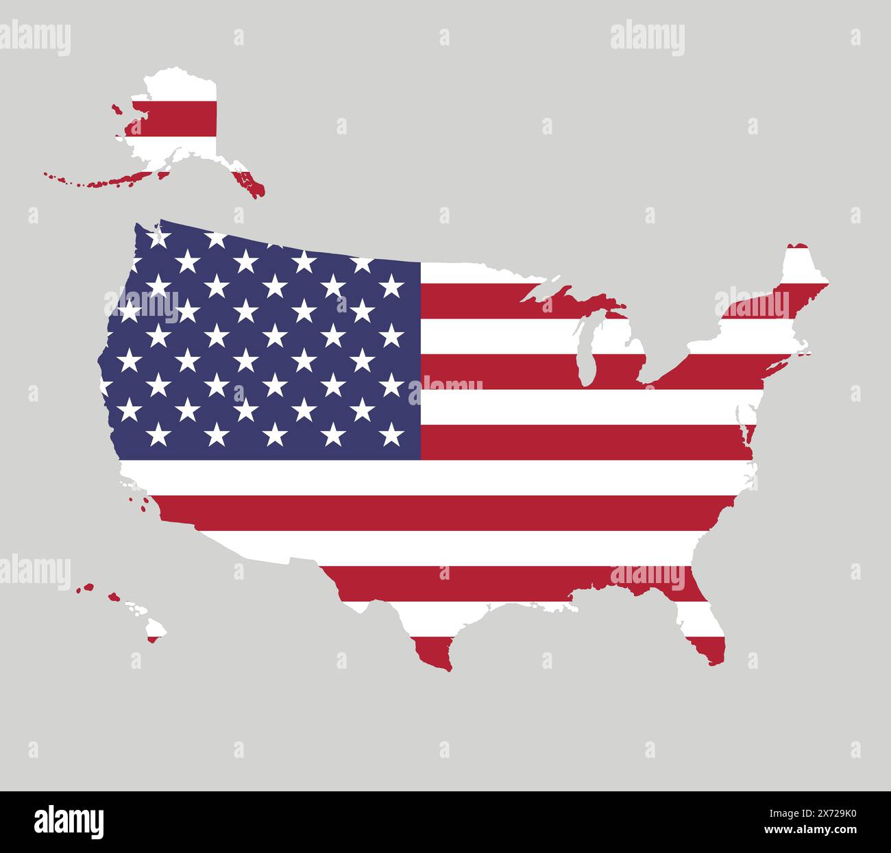 USA map in national flag colors. Map illustration of one of the most ...