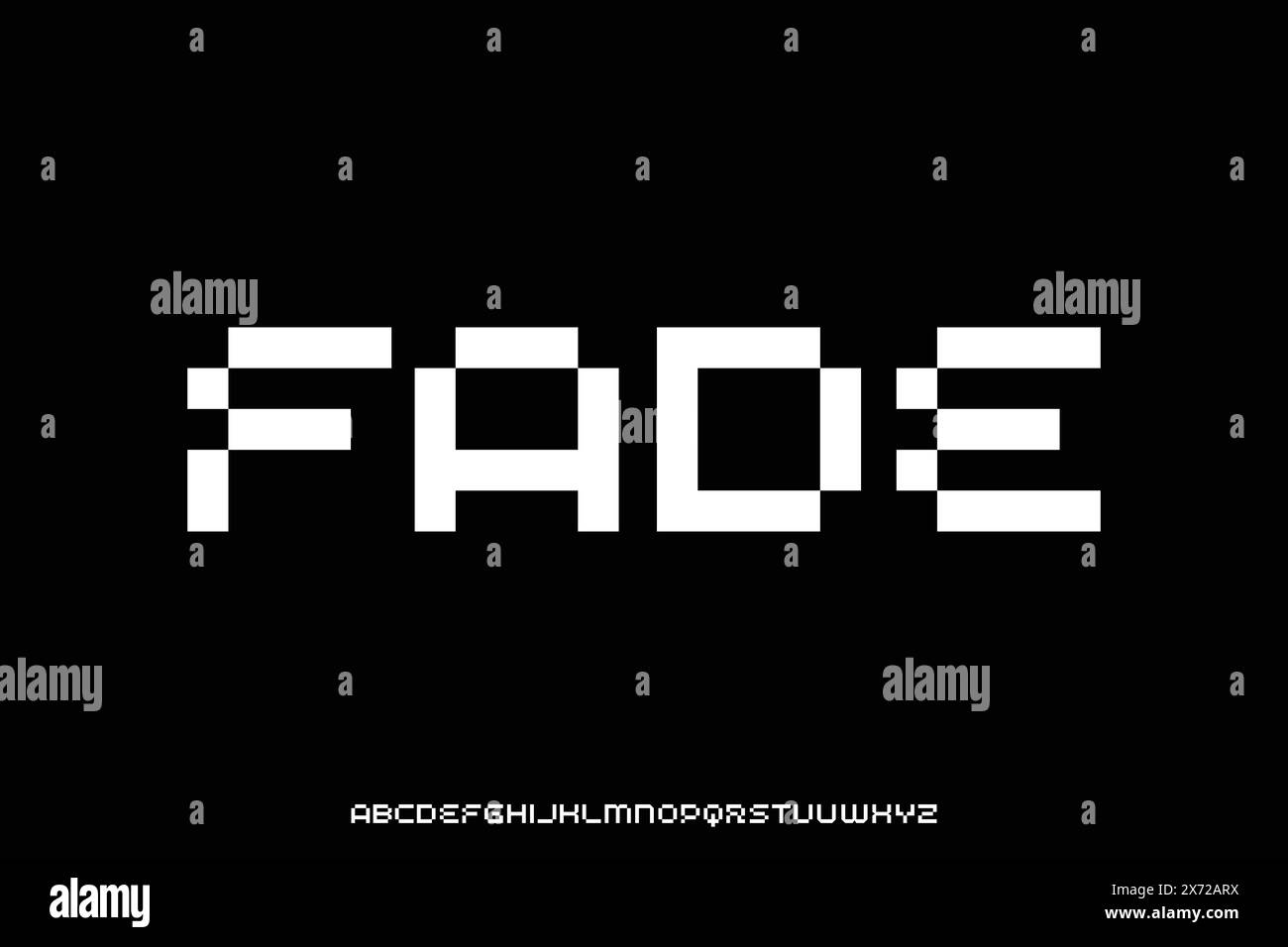 Geometric digital pixel bit alphabet display font vector illustration ...