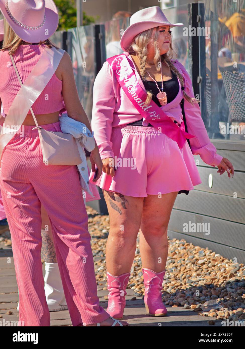 A pink themed hen party in Brighton Stock Photo - Alamy
