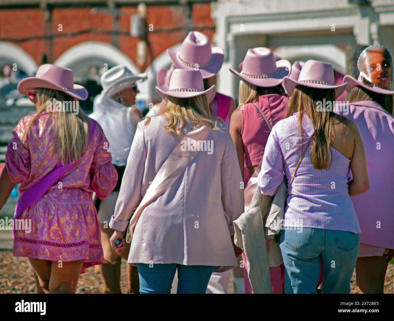 A pink themed hen party in Brighton Stock Photo - Alamy